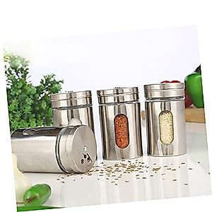 Seasoning Bottle Glass Sauce Bottles Stainless Steel Shaker Seasoning Containers Organiser Silver Pepper Shaker Seasoning Storage Box Condiment Bottle Castor Barbecue Sealed Jar