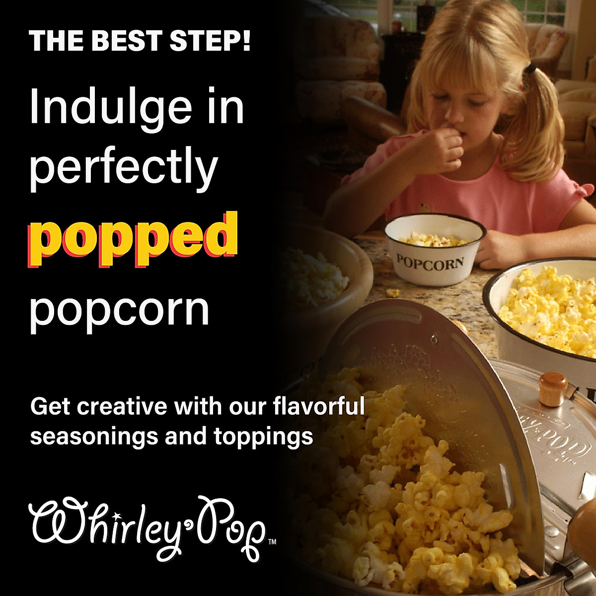 Original Whirley Pop Popcorn Maker - 6 Quart Stovetop Popcorn Popper With Five Popping Kits, Aluminum Popcorn Pot With Metal Gears, Wabash Valley Farms Stove Top Popcorn Maker, Popcorn Pan (Silver)