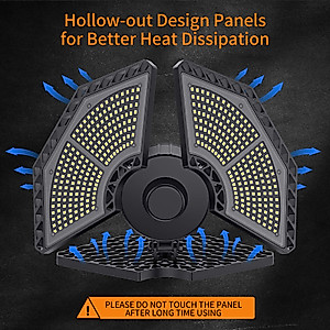 LED Garage Lights, 140W 18500 Lumens Garage Ceiling Lighting, 6000K Daylight with Deformable Three Panels Garage Light Fixture E26/E27 Triple Glow LED Shop Light for Garage Basement Workshop Warehouse