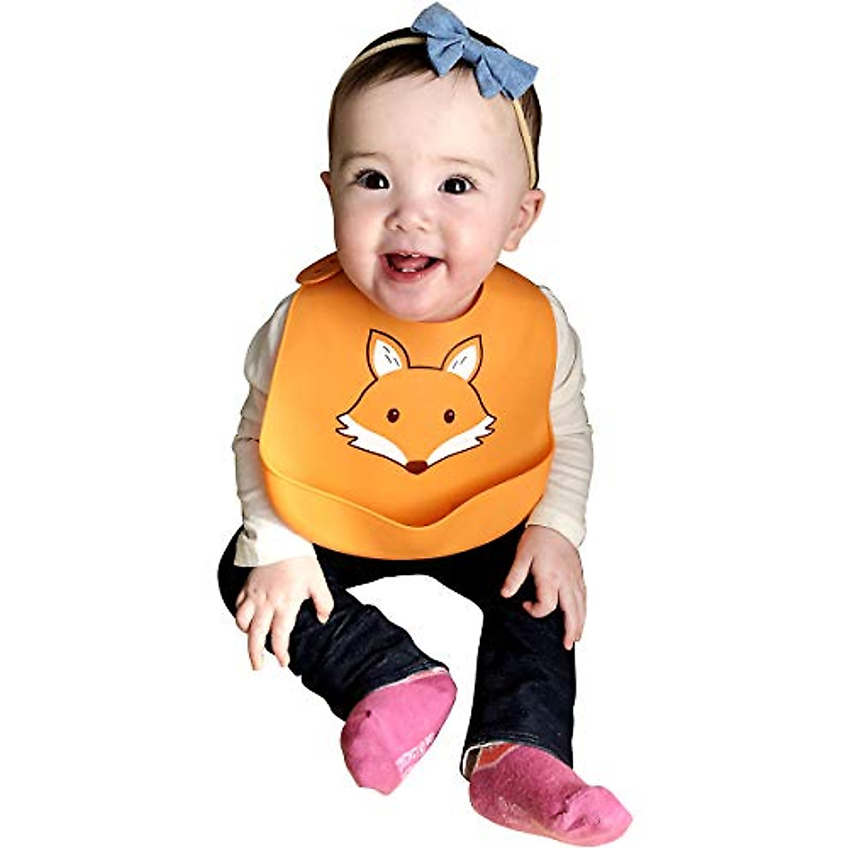 Hudson Baby Unisex Baby Silicone Bibs, Fox, One Size