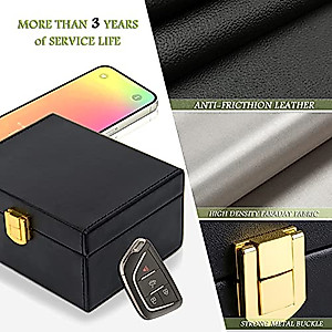 Faraday Box & 2 Pack Faraday Bag for Key Fob Protector, Faraday Cage Key Fob Signal Blocker Faraday Key Fob Protector Faraday Pouch RFID Box for Car Keys