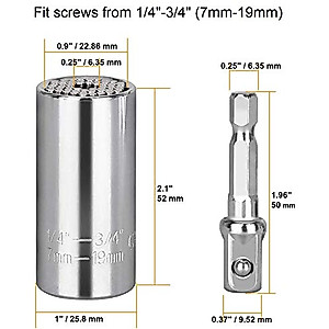 Leberna Universal Socket Grip Adapter 4 PCS | Multi Functional Sockets Set Ratchet Power Drill Bit Wrench 1/4"-3/4" (7mm-19mm) Professional Repair Tools Gifts for Dad Men Fathers Husband DIY Handyman