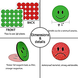KAARP Double Sided Smiley Face Magnets for Whiteboard, Red Magnets and Green Magnets in One (1 inch) (XL003)