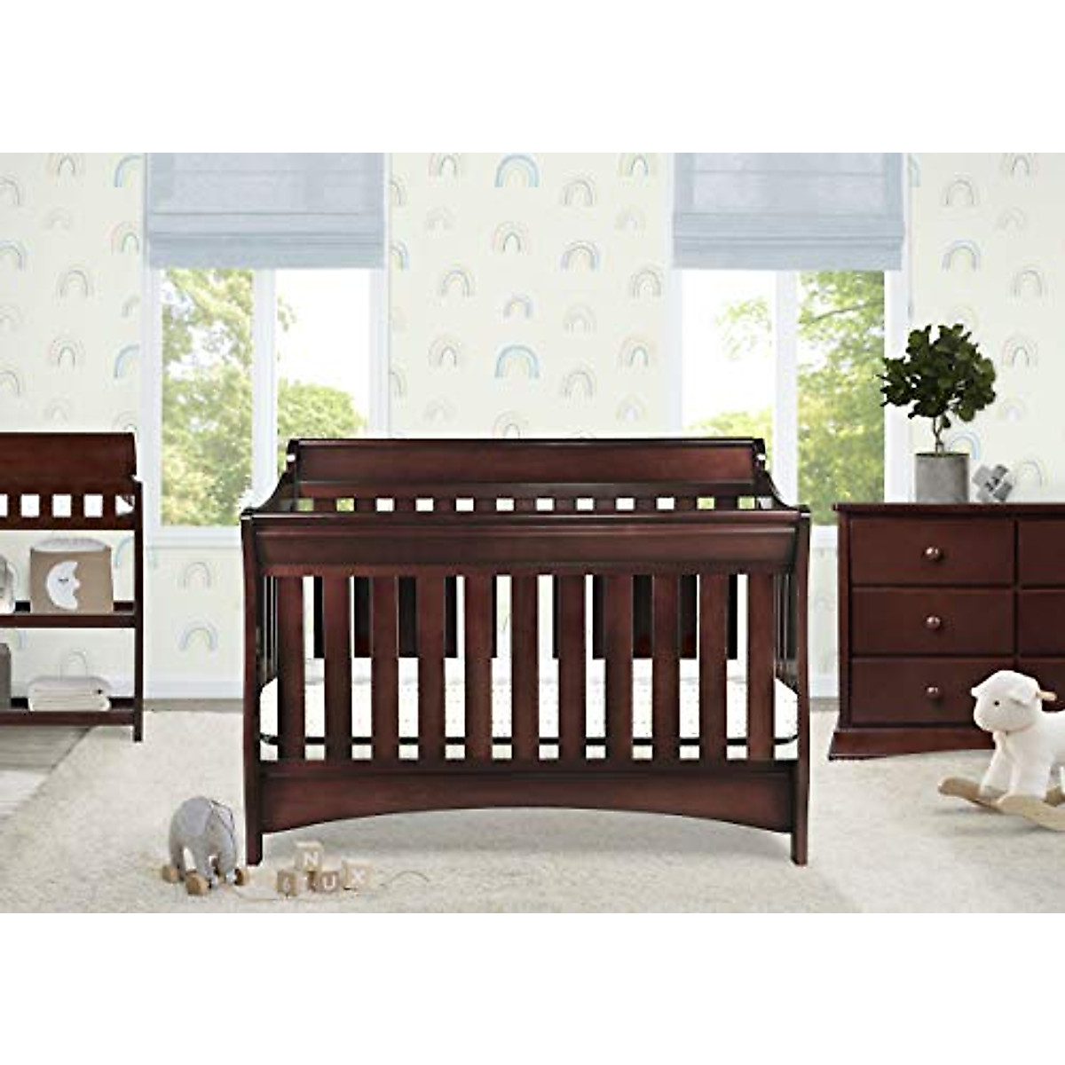 Delta Children Bentley S Series 4-in-1 Convertible Baby Crib, Black Cherry Espresso