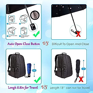 NOOFORMER Travel Mini Automatic Umbrella Auto Open/Close Small Compact Lightweight Portable Folding Windproof Rain Umbrellas for Women Men Kids