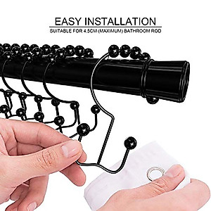 Teskyer Shower Curtain Hooks Rings, Rustproof Metal Double Glide Shower Hooks for Bathroom Shower Curtain Liner and Rod, 12 Set