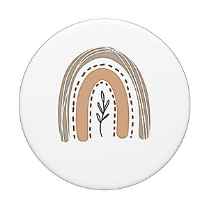 Beige Boho Botanical Plants Rainbow Minimalistic Aesthetic PopSockets Swappable PopGrip