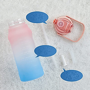 Water Bottles with Motivational Time Marker & Straw, 64oz Leakproof Water Jug Drink Bottles Gradient Color Water Containers Travel Sports Water Bottle for Gym Office and School