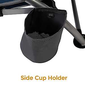 Pacific Pass Lightweight Camp and Beach Chair w/ Built-In Cup Holder, Includes Carry Bag - Navy/Gray