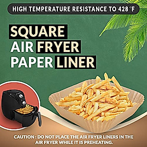 Suhsai Square Air Fryer Liners, 100 pcs reusable Parchment Paper Liners for Airfryer, Microwave Oven, 6.3-Inch baking sheet, Oil-Proof, greaseproof, Disposable Baking Paper, airfryer paper liners