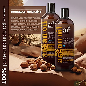 artnaturals Moroccan Argan Oil Hair Loss Shampoo & Conditioner Set - (2 x 16 Fl Oz / 473ml) - Sulfate Free Hair Regrowth for Men & Women