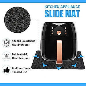 2 Pack Heat Resistant Mat for Air Fryer,Kitchen Appliance Sliders,Kitchen Countertop Protector Mat,Air Fryer Mat for Counter Heat Black
