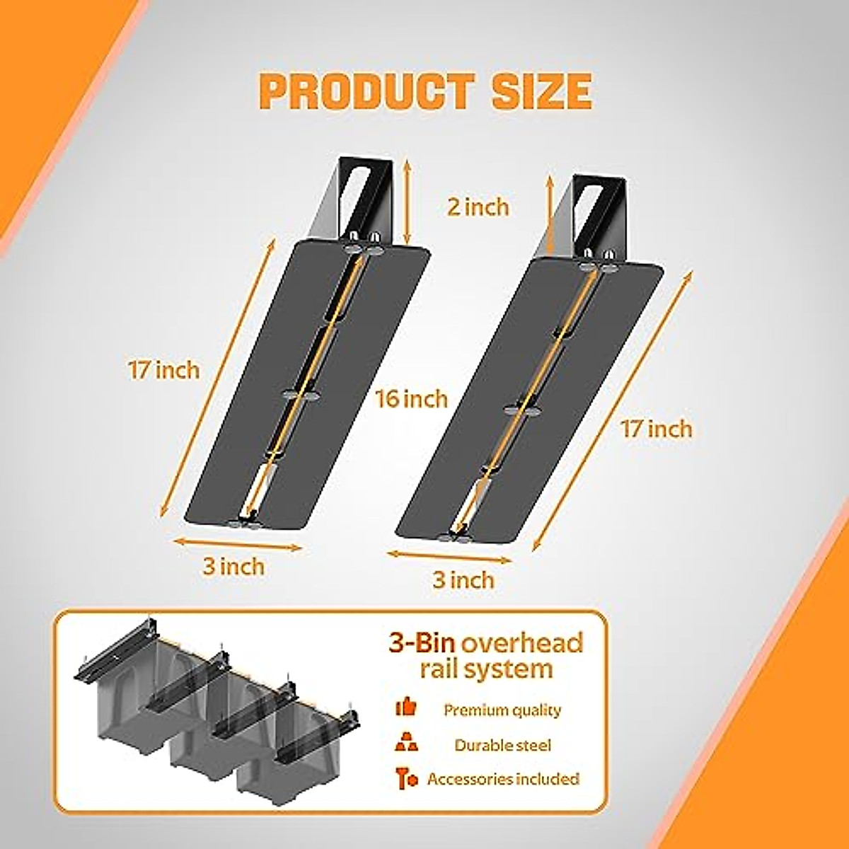 Ultrawall Overhead Garage Storage Racks for Bins, Ceiling Storage Rack Garage Hanging Organizer for Totes with Adjustable Width, Heavy Duty Ceiling Container Bin Rack (4 Pack, 3 Bins)