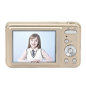 Portable Digital Camera, 48MP HD Digital Camera with 2.7in Screen and 8X Zoom, Vlogging Camera for Children Beginners, Supports 32GB Storage Expansion (Gold)