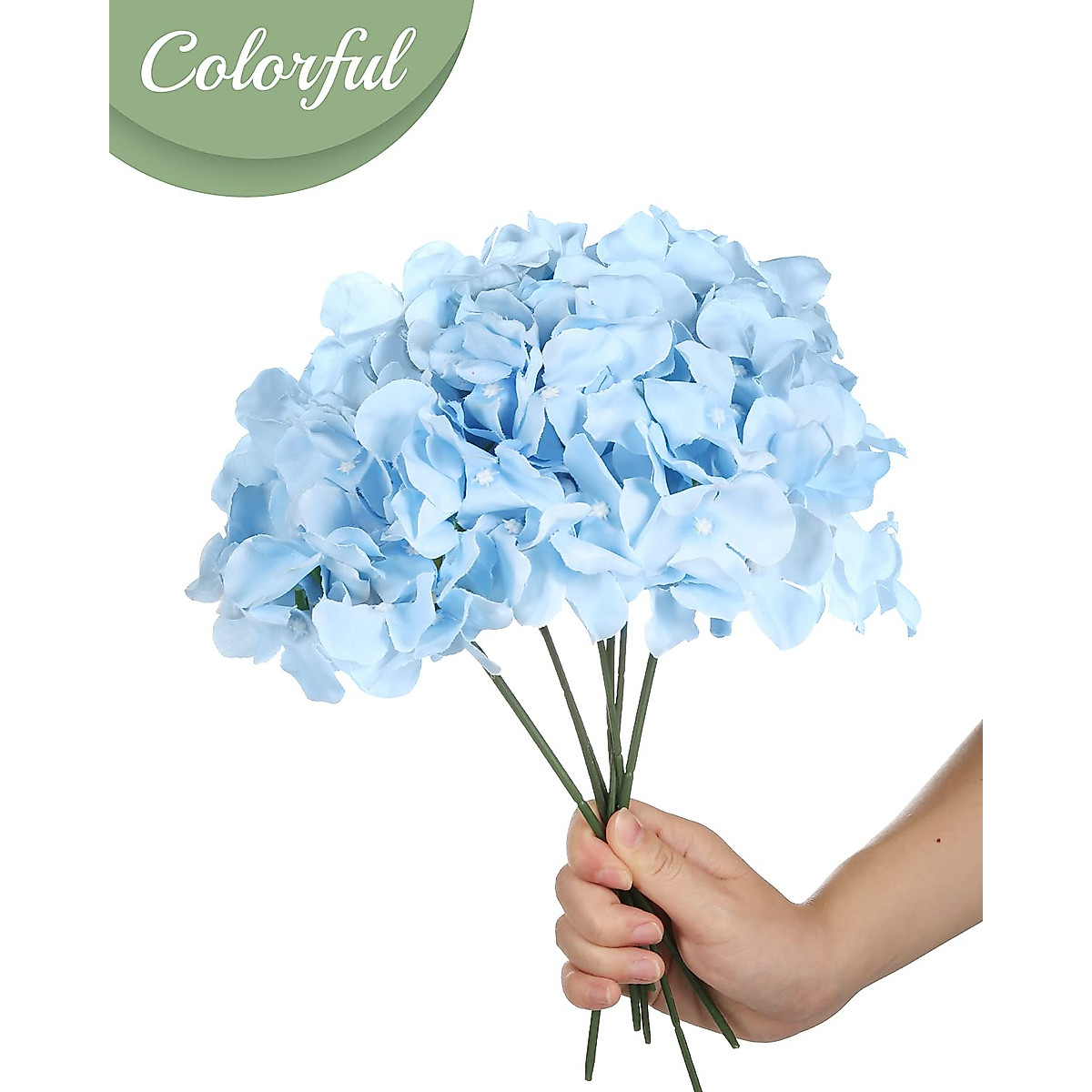 Auihiay 18 Pieces Hydrangea Artificial Flowers Silk Hydrangea Flowers Heads with Stems for Home, Garden, Wedding, Baby Shower, Party Decorations (Blue)