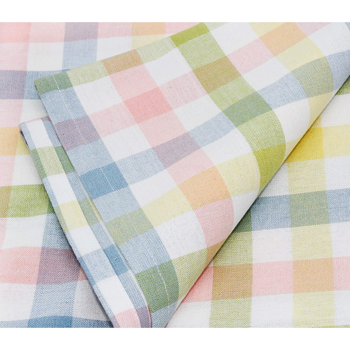 COTTON CRAFT Countryside Classic Gingham Buffalo Check Plaid Tablecloth - Premium Cotton - Spring Easter Bunny Luncheon Dinner - Table Cover - 60 inch x 84 inch - Yellow Multi