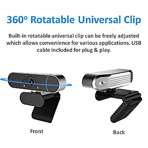 Wennyn Webcam 1080P HD with Microphone & Privacy Cover, USB Web Cam with Live Streaming HD Video for Mac, PC, Computer and Laptop, Wide Angle Lens 1080P Web Camera with 360 Degree Flexible Mount