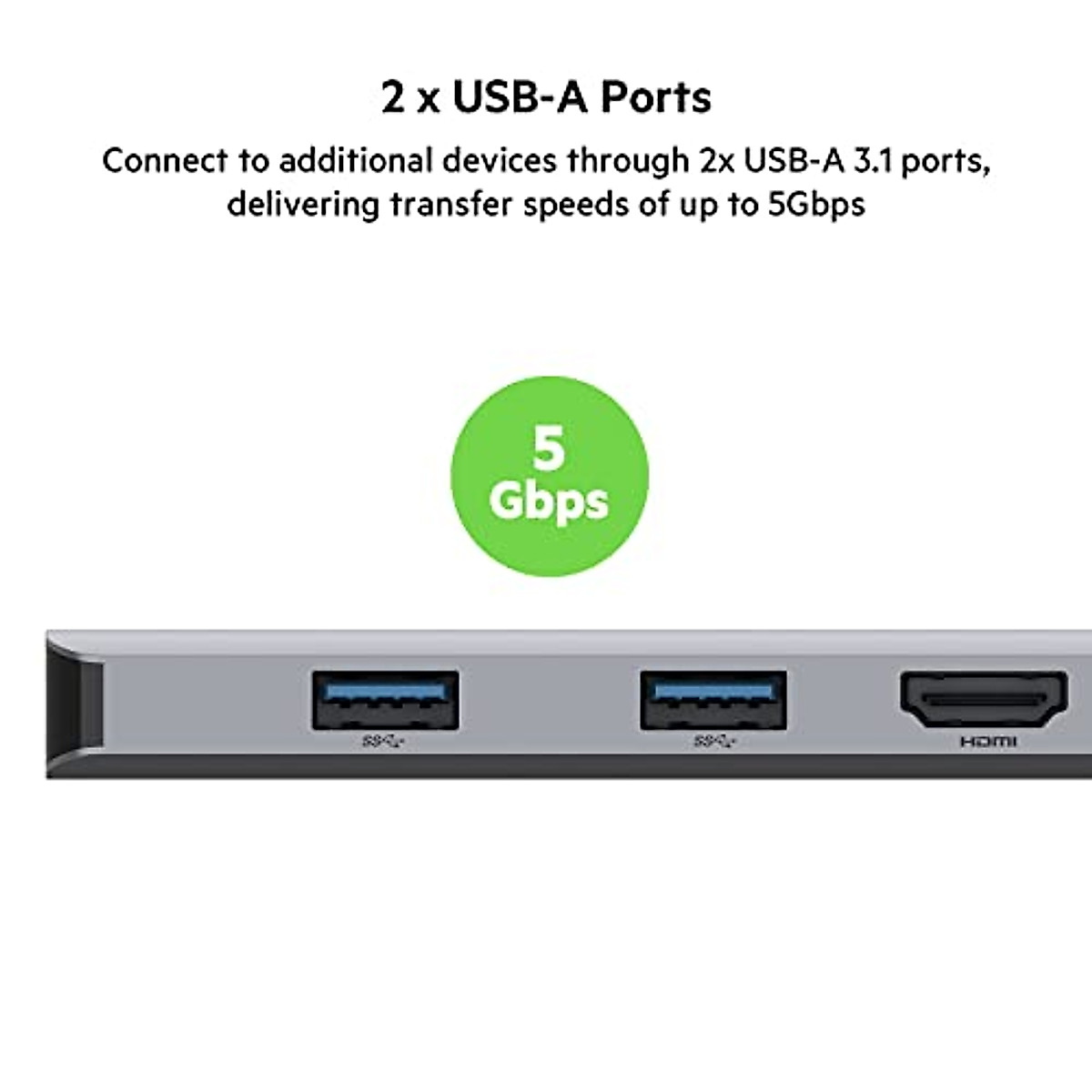 Belkin AVC007btSGY 5 in 1 USB-C Hub, 4K HDMI, 2 x USB3.0, SD/microSD Compatible with iPad/iPad Pro/iPad Mini/iPad Air/MacBook/MacBook Air/Android Tablets and More