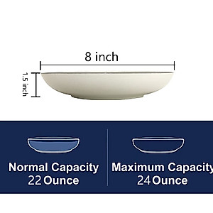 LAKistagu White Pasta Serving Bowls 24 Ounce,White Ceramic Cute Japanese Salad Dinner Bowl Plates.8 Inch Porcelain Pasta Shallow Bowl Deep Plate.(Round Cat)