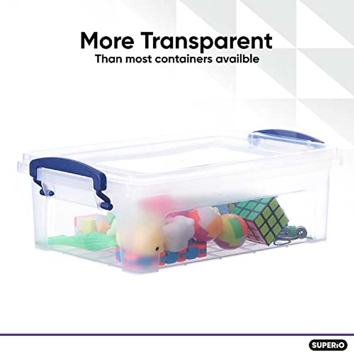Superio Clear Storage Bins with Lids, Stackable Storage Box with Latches and Handles, Extra Small, 2 Pack 2 Quart