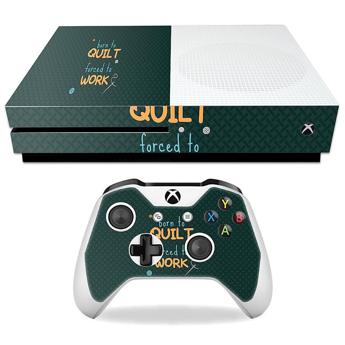 MightySkins Skin Compatible with Microsoft Xbox One S – Born to Quilt | Protective, Durable, and Unique Vinyl Decal wrap Cover | Easy to Apply, Remove, and Change Styles | Made in The USA