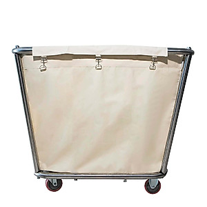 Commercial Laundry Cart,Beige Stainless Steel Industrial Rolling Laundry Cart Storage Trolley Hamper for Hotel/Home/Hospital,80kg/176 LBS Load,10 Bushel