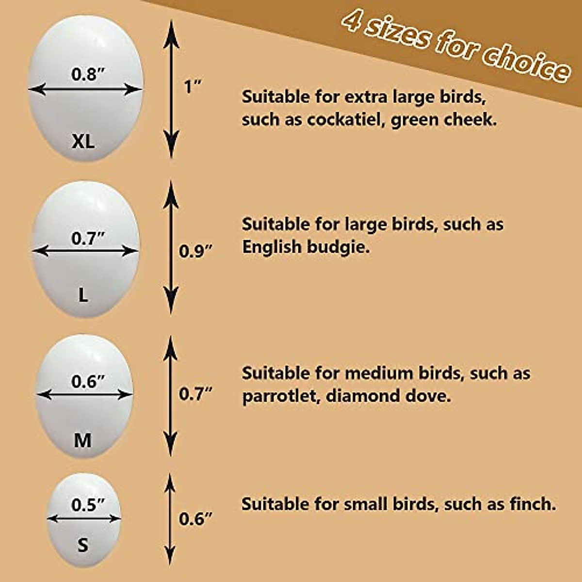 MESINURS Solid Plastic Eggs - Parrot Bird Hatching Replacing Eggs for Guiding Birds to Stop Laying, 10 PCS (S)
