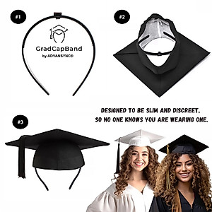 ADVANSYNC GradCapBand Secures Your Graduation Cap. Don't Change Your Hair. Upgrade Your Cap Black