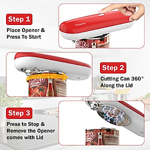 Electric Can Opener, Rechargeable Can Openers, Upgraded Blade Replaceable, One Touch Hand Free for Any Can Shape, Automatic Cordless Can Opener for Seniors with Arthritis-Black