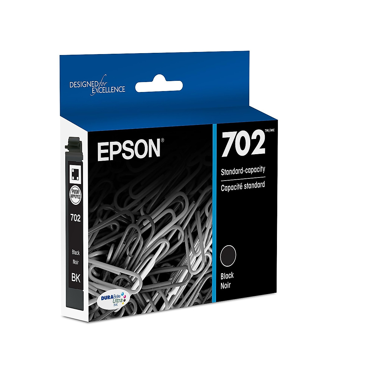EPSON T702 DURABrite Ultra -Ink Standard Capacity Black -Cartridge (T702120-S) for select Epson WorkForce Pro Printers