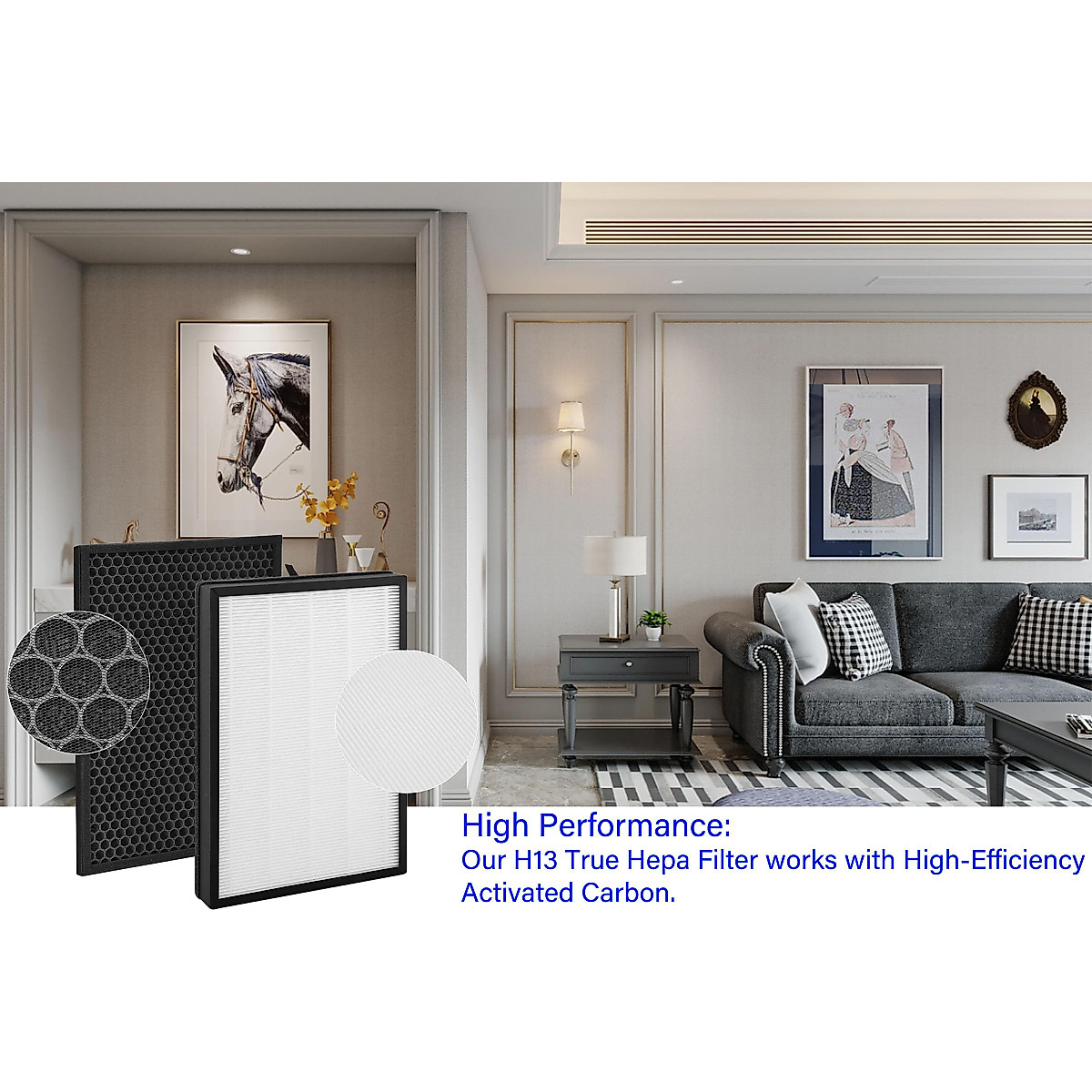 Replacement Filter Compatible with FAMREE FA500: H13 True Hepa Filter Compatible with FAMREE FA500 and Aiper KJ200 Air Purifiers with High Efficiency Activated Carbon, 2 Pack