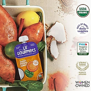 Lil’ Gourmets Organic & Fresh Veggie-Rich Baby Food, Clean Label Project Purity Award Winner, For 6+ Months, 3.5oz Pouch. Ships Chilled to Your Door (Variety Pack of 12)
