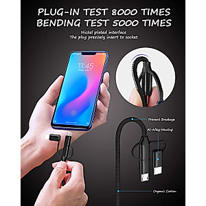 OUGIC USB C Multi Charging Cable (3ft), 5-in-1 PD 60W & QC3.0 20W, USB A/C to Type C/Phone/Micro USB, Compatible with Galaxy S21 Fold3 and More - Nylon Braided 1M