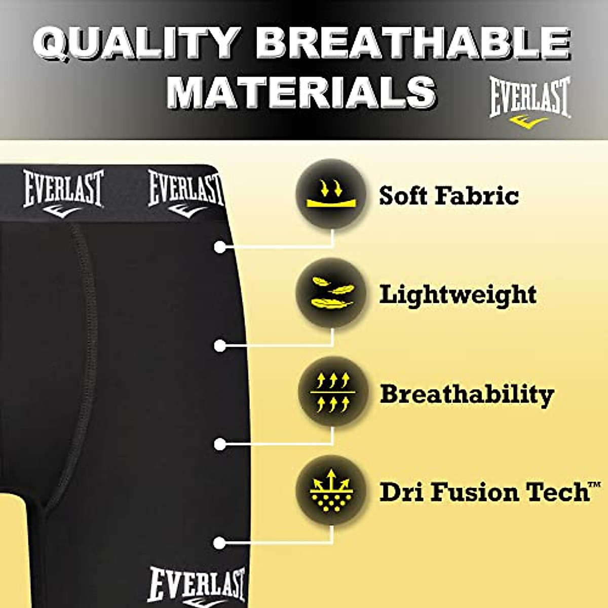 Everlast Cotton Men’s Boxer Brief, Men’s Underwear Boxer Briefs, Soft & Comfortable Waistband, Anti-Chafing (US, Alpha, Medium, Regular, Regular, 6, Black)
