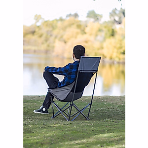 MacSports XP High-Back Folding Camping Chair | Outdoor Back/Lumbar Support, Lightweight (Weighs Under 6lbs), Heavy Duty (Supports 225lbs), for Camping Hiking Gaming Backpacking Sports Hunting (Gray)