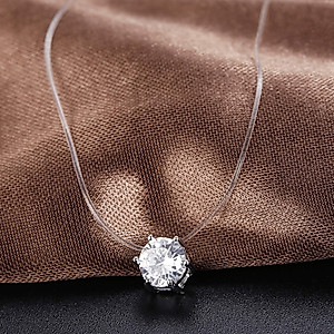 MILACOLATO 5Pcs Transparent Fishing Line Necklace Solitaire Dazzling Zircon Clear Pearl Choker Necklace
