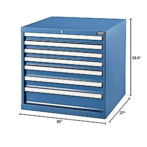 Global Industrial 7 Drawers Modular Drawer Cabinet w/Lock, 30x27x29-1/2"H, Blue