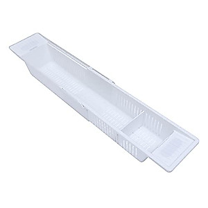 Bathtub Storage Rack Bathtub Caddy Extendable Bathtub Tray Plastic Shower Tub Storage Table Bathtub Shelf for Kids Toy Shampoo Bottle Sundries Storage Bathtub Storage Rack