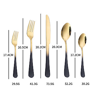 Flatware Set Silverware Set Gold Black Gold Gradient Food-Grade Stainless Steel 60 Piece Utensil Sets Cutlery Forks Spoons And Forks Set Dishwasher Safe Exquisite Family Gatherings Restaurant
