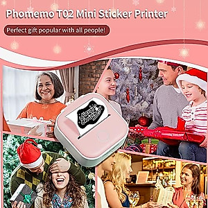 T02 Mini Pocket Sticker Printer - Portable Smart Photo Printer for iPhone, Thermal Mini Pocket Printer, Compatible with iOS&Android, Receipt Mobile Printer for Study, Journal, Notes