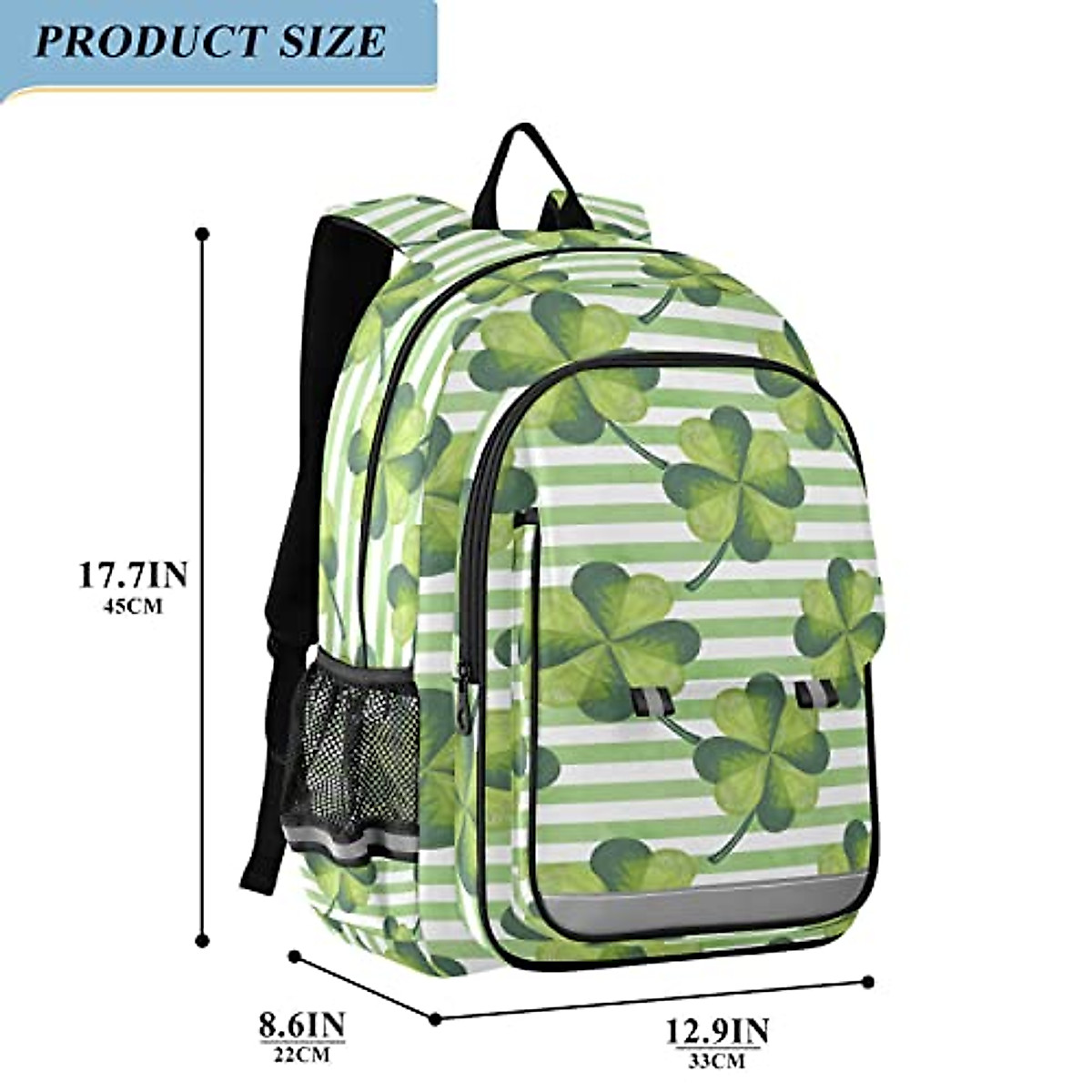 ALAZA Shamrock Pattern St Patrick's Day Backpack Bookbag Laptop Notebook Bag Casual Travel Trip Daypack for Women Men Fits 15.6 Laptop