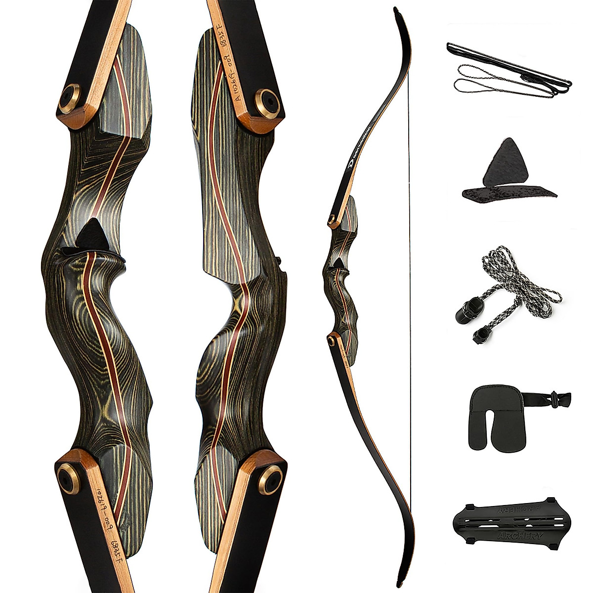 Deerseeker Archery 60" Takedown Recurve Bow Handmade Wooden Bow for Adults & Youth Beginners with Laminated Limbs Right/Left-Hand Riser Hunting Practice Target Shooting 20-60lbs