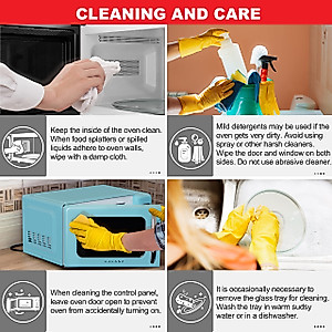 Galanz GLCMKZ09BER09 Retro Countertop Microwave Oven with Auto Cook & Reheat, Defrost, Quick Start Functions, Easy Clean with Glass Turntable, Pull Handle, 0.9 cu ft, Blue