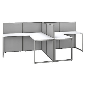 Bush Business Furniture Double Cubicle Desk with Privacy Panels | Easy Office Collection Two Person L Shaped Table | 60Dx120Wx45H
