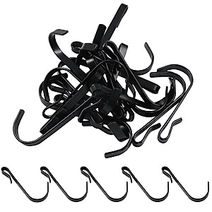Piutouyar 20 Pack S Shaped Hanger Hooks, Black J Shaped Hook Stainless Steel Clip-on Hook Heavy Duty Hanging Hooks for Home Kitchen Bedroom