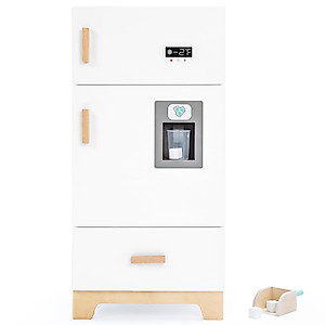 labebe - Kitchen Wooden Fridge | Fridge Freezer for Toddlers, Kids' Kitchen Playset Toy, Baby Cabinet Refrigerator Pretend Play Furniture White for Children Boy & Girl(15.8" 13.8”27”)