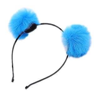 XIZHI 6pcs Pompom Ball Headband Iridescent Fluffy Ball Hair Loop Ear Headband Soft Style Cute Flurry for Kids Girls Boys Costume (Colorful)
