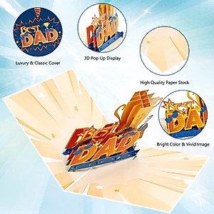 YOULEY Pop Up Fathers Day Card Funny Best Dad Card with Envelope and Note Card Father’s Day Gift Thank You Card Greeting Card Birthday Card for Dad Grandpa from Daughter Son Wife