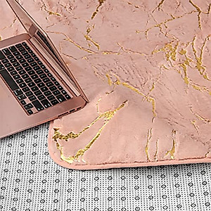 Aimuan Pink Rug Soft Gold Marble Metallic Glitter Area Rug Nursery for Princess Prince Modern Faux Rabbit Fur Mat Fluffy Plush Velvet Home Carpet Throw Rug Non-Skid Dots Backing (Pink, 5×8ft)