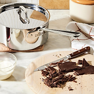 All-Clad D3 3-Ply Stainless Steel Sauce Pan 1 Quart Induction Oven Broiler Safe 600F Pots and Pans, Cookware Silver